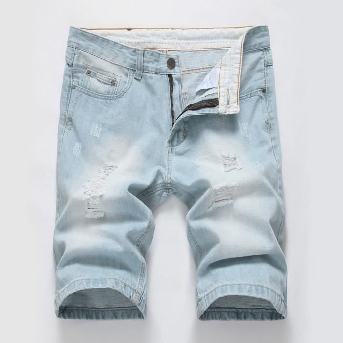Short en jean déchiré pour homme Short en jean délavé extensible Cut ...