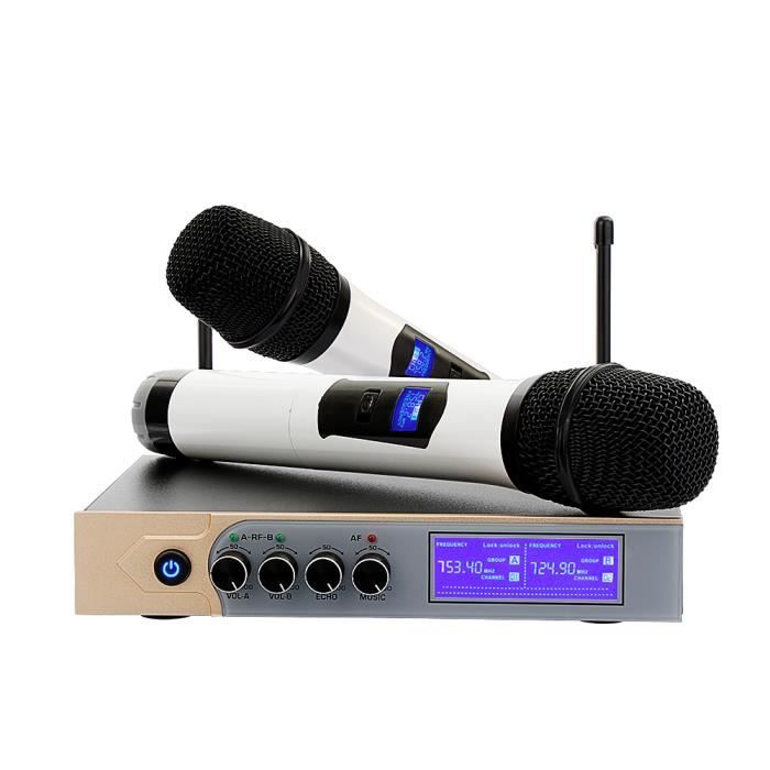 Tsumbay - Set de 2 Microphones sans fil UHF Karaoké Micro sans fil ...