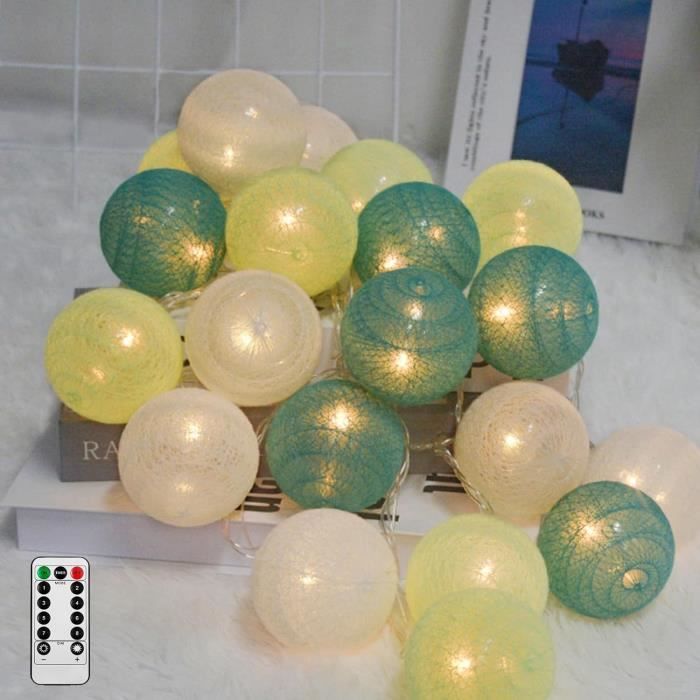 Guirlande Lumineuse Coton Boules, 20 Led Usb Dimmable Guirlande ...