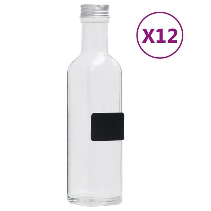 WIP Bouteilles en verre avec bouchon à vis 12 pcs Carré 250 ml ...