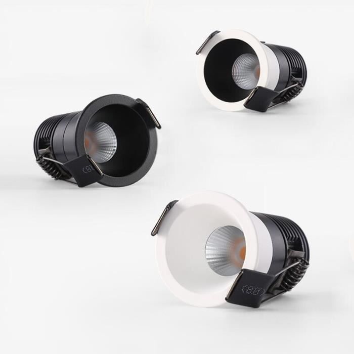SPOTS,Blanc froid-15W Non Dimmable-Black--Spot lumineux LED encastrable ...
