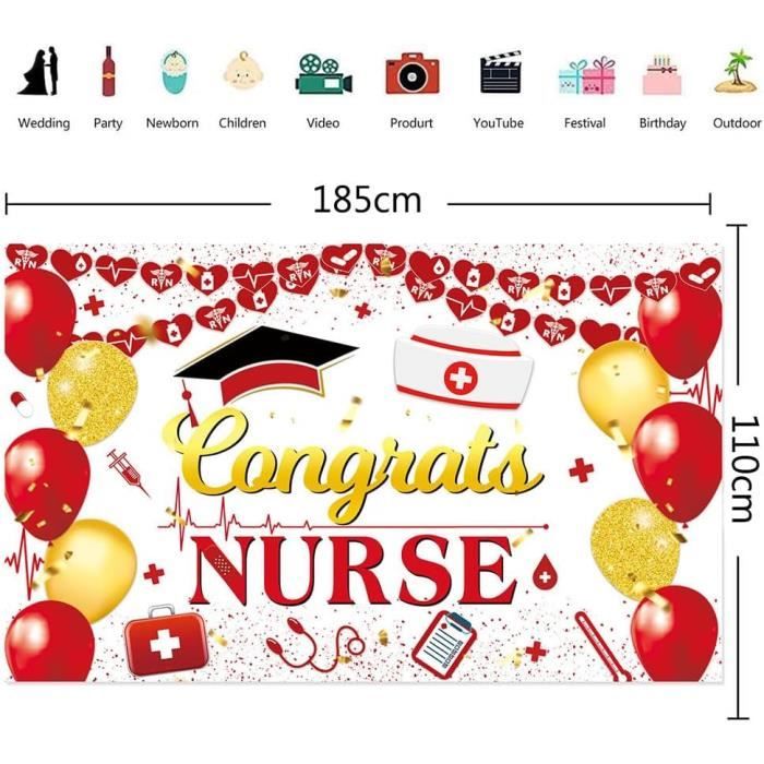 Toile de fond pour fête d'infirmière - 185 x 110 cm - Bannière à thème ...
