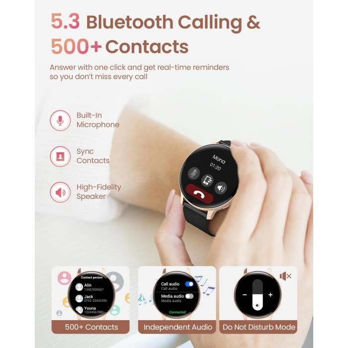 Montre Connectée Femme Avec Appel Bluetooth 5.3, Smartwatch Ip68 Avec ...