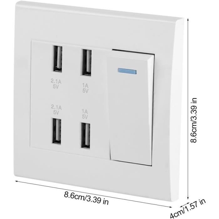 Prise Murale Usb Prise De Courant Chargeur 4 Port Contrôle De ...