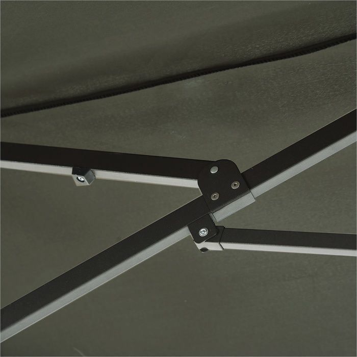 Parasol double ovale gris neutre 460 x 270 cm avec manivelle, structure ...