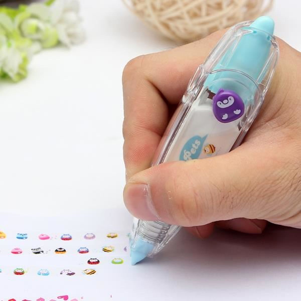 TEMPSA 2Pcs Ruban Correcteur Tape Effaceur Correction Rollers bleu ...