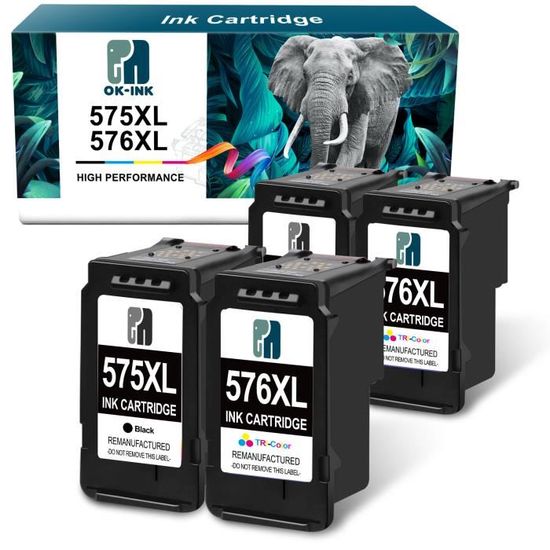 OK-INK PG-575XL CL-576XL Multipack 4 Cartouche Compatible pour Canon 575 XL 576 XL pour Canon ...