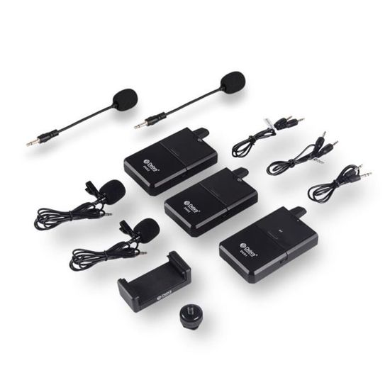 DV02 court Mic - Microphone Lavalier sans fil UHF, avec fonction de moniteur et Microphone à ...