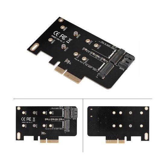 Carte Convertisseur M.2 NVMe SSD NGFF Vers PCIE X4 B KEY+M KEY PCI-E 3.0 4X Vers 2230-2280 ...