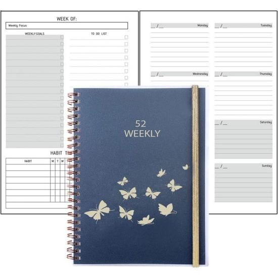 Agenda Sans Date Semainier A5 Spirale - Planner Semainier Non Daté avec ...