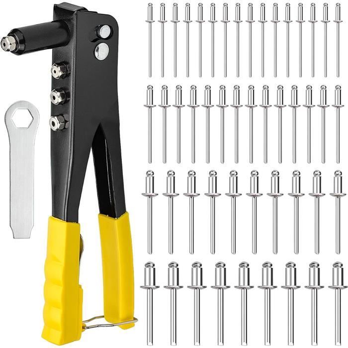 Pistolet à rivets à main robuste avec 200 rivets et 4 tailles ...