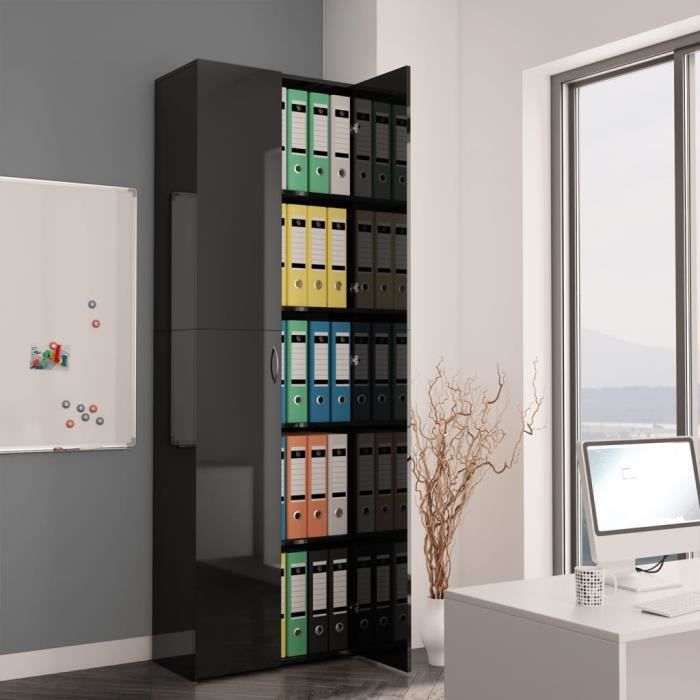 BEST-MEUBLE* Classeur à tiroir - Armoire de bureau Noir brillant ...