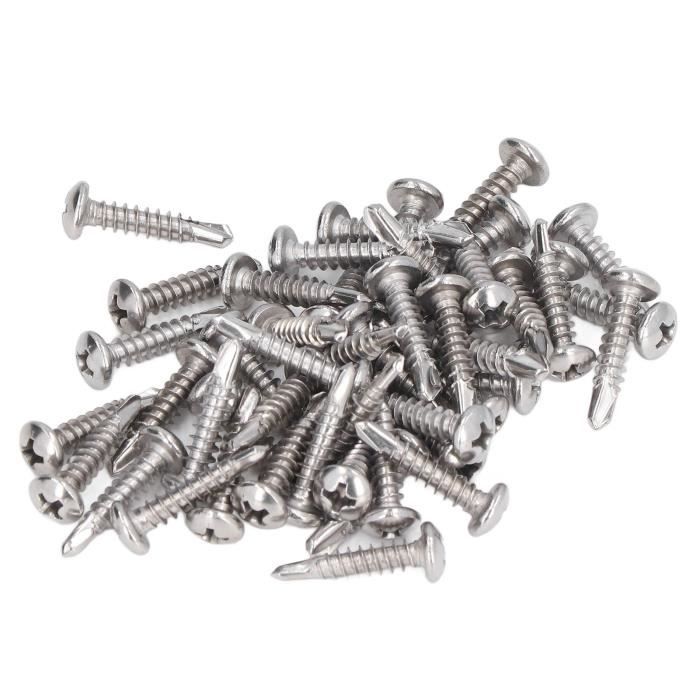 Matériel de vis Lot de 100 Vis Autoperceuses à Tête Ronde en Acier ...