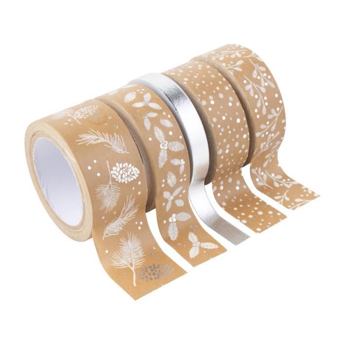 Rubans adhésifs décoratifs - Tesa - Nature Mix - Set de 5 - Argent ...