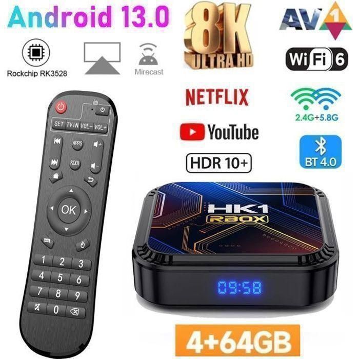 Android tv box tv android 13 Smart TV BOX Wifi BT 4G 64Go H616 8K ...