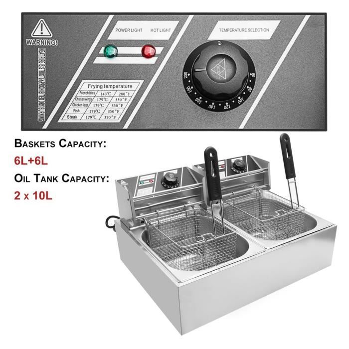 2x10L double friteuse électrique double inox professionnelle en acier ...