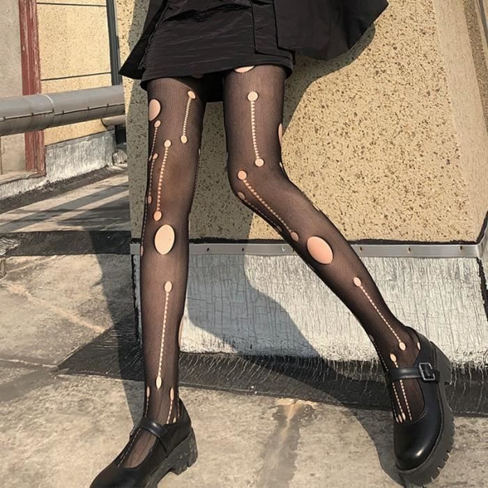 Collant squelette ajouré en toile'araignée, bas en résille, Loita, Sexy ...