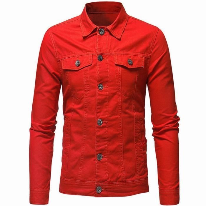 Veste pour hommes - DYGSWIN - Rouge - Coupe ajustée - Mode - Unie Rouge ...