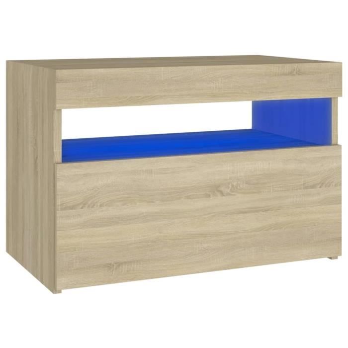 JILL*SALE Meuble TV-Banc TV-Buffet de TV avec lumières LED Chêne sonoma ...