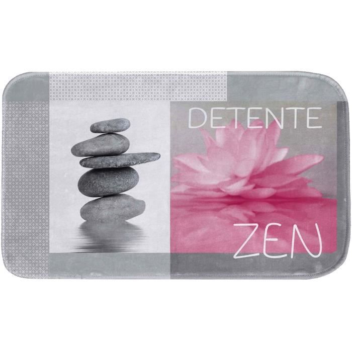Tapis De Bain Déco Zen Détente Zen Colonne Galet Gris Microfibre 45 x ...