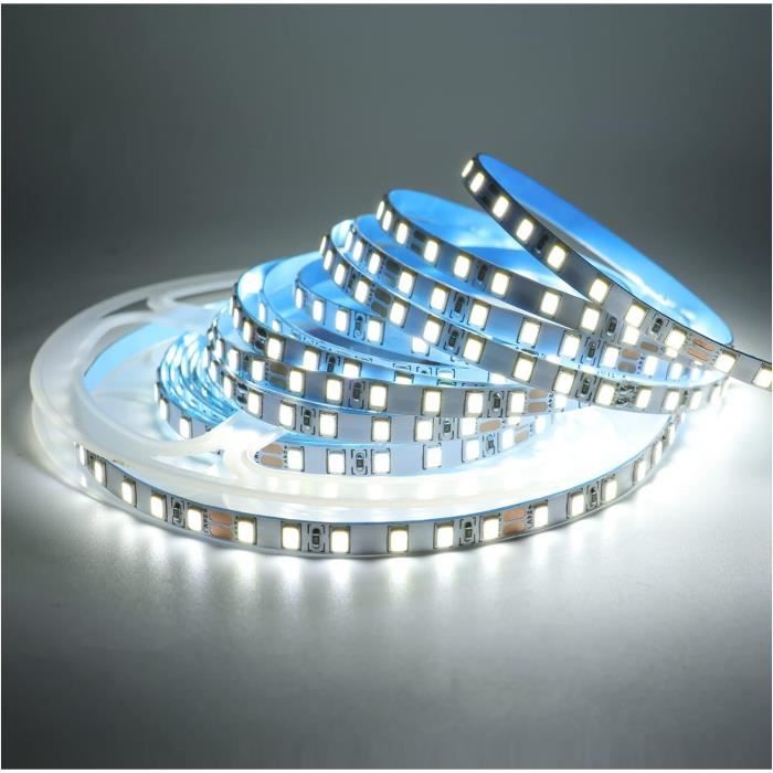 Bande Led 24V, 5Mm De Large, Bande Led 6000K 5M Blanc 2835 Ip20 120 ...