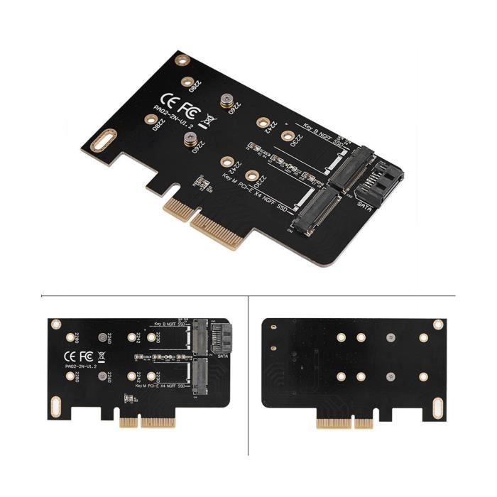 Carte Convertisseur M.2 NVMe SSD NGFF Vers PCIE X4 B KEY+M KEY PCI-E 3.0 4X Vers 2230-2280 ...