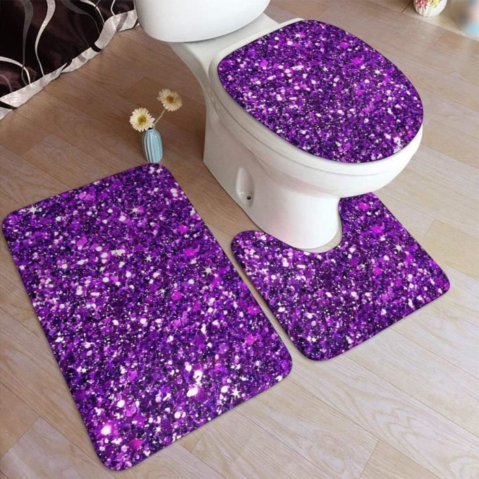 Glitter Sparkles Shimmer Printing Purple Comfort Flannel Tapis De Salle ...