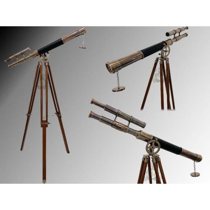 Télescope Vintage Maritime En Laiton Antique À Double Baril Avec ...