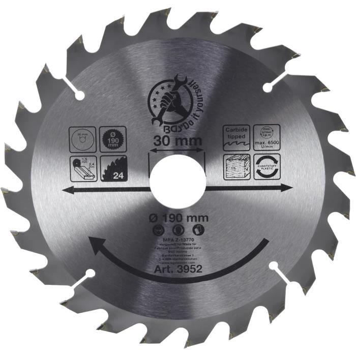 Bgs Diy 3952 | Lame De Scie Circulaire En Métal Dur | Ø 190 X 30 X 2,5 ...