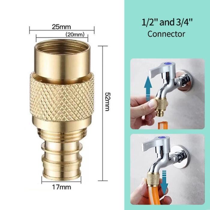 TETE D'ARROSAGE,S2 1I2 3I4 Connector--Pistolet à Eau Avec Connecteur Adaptateur De Tuyau Ou De ...