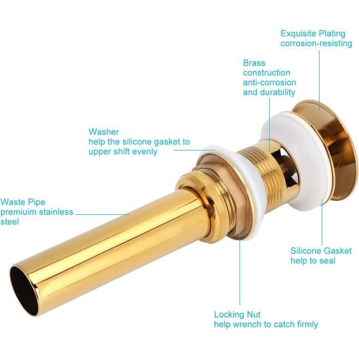 Drain de Lavabo de Salle de Bain sans Trop-Plein Bassin Anti ...