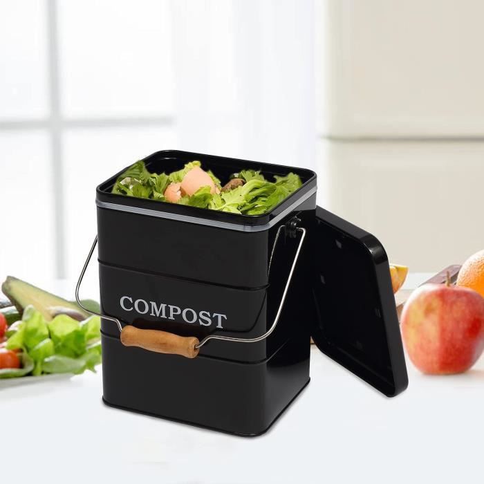 Morezi Poubelle Compost Cuisine,6L pour déchets alimentaires poubelle ...