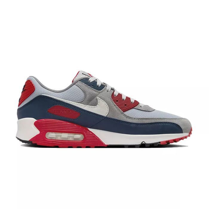 Basket Nike AIR MAX 90 Gris, Bleu marine, Rouge, Blanc - Cdiscount ...