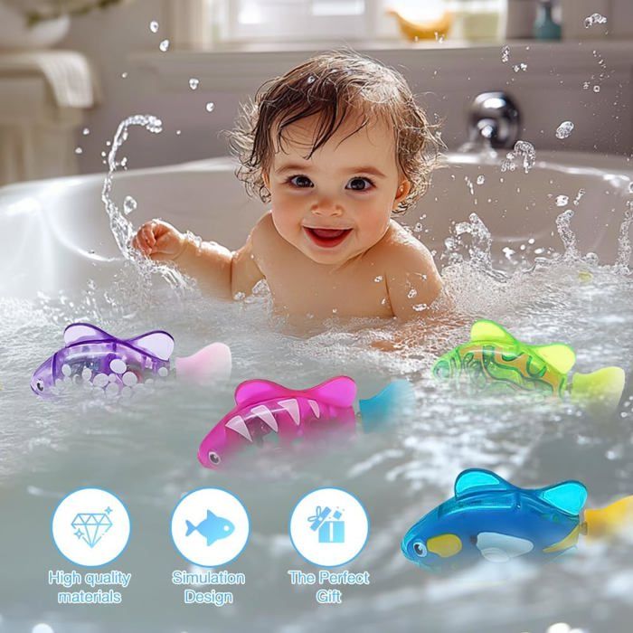 4 Pcs Robo Fish, Robot Fish Avec Lumière, Poisson Robot Fish Électrique ...