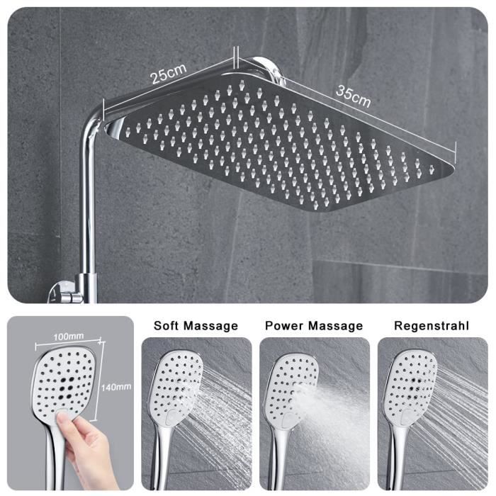 Colonne de Douche - JOHO - 35x25cm - Acier Inoxydable - Installation ...