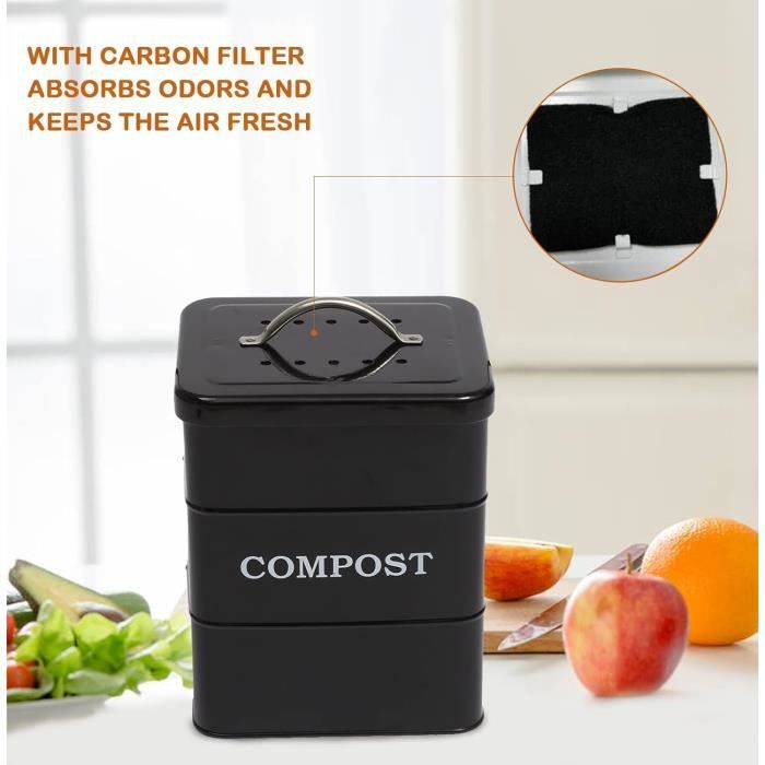 Morezi Poubelle Compost Cuisine,6L pour déchets alimentaires poubelle ...