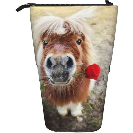 Trousse À Crayons Télescopique, Cheval Et Support De Rose Porte-Crayon Avec Fermeture Éclair ...