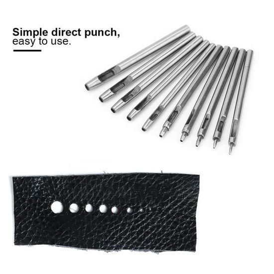 Outil de poinçon Ensemble De Poinçons Creux En Cuir 10 Pièces De ...