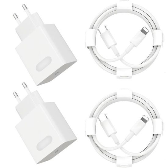 Chargeurs Rapide Iphone 30W,4 Pack Chargeur Usb C-2M Cable Prise ...
