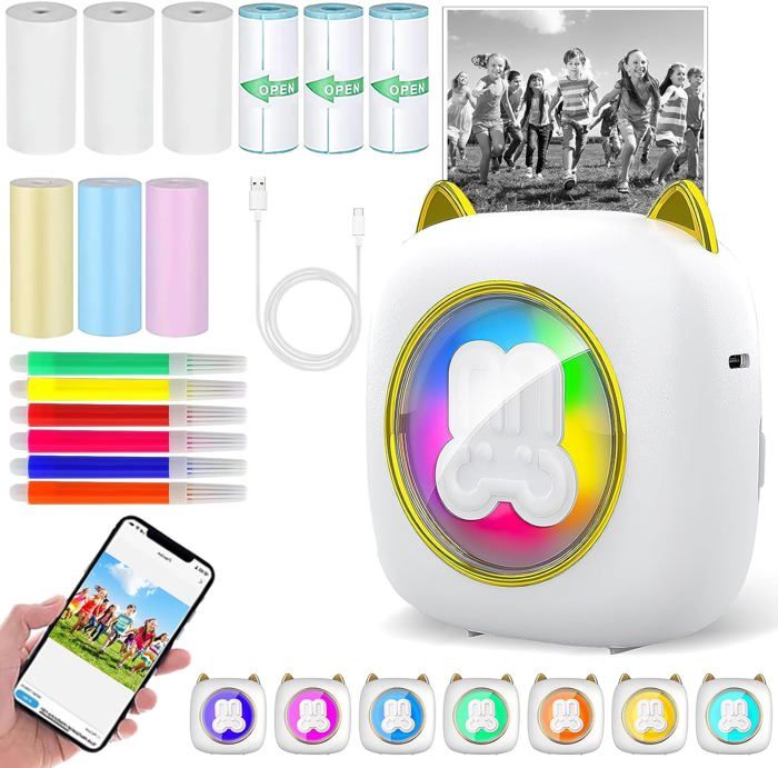 Mini Imprimante Photo Portable，Mini Imprimante Thermique Avec Rouleaux ...