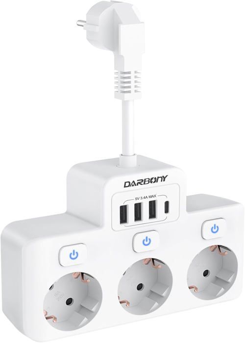 Multiprise Avec Usb C, 3 Prises Avec Interrupteur, Montage Mural ...