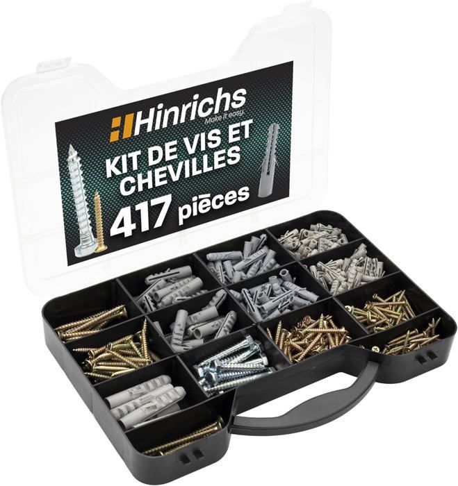 Kit de Vis et Cheville 417 Pièces – Boite avec 204 Cheville Beton de 4 ...