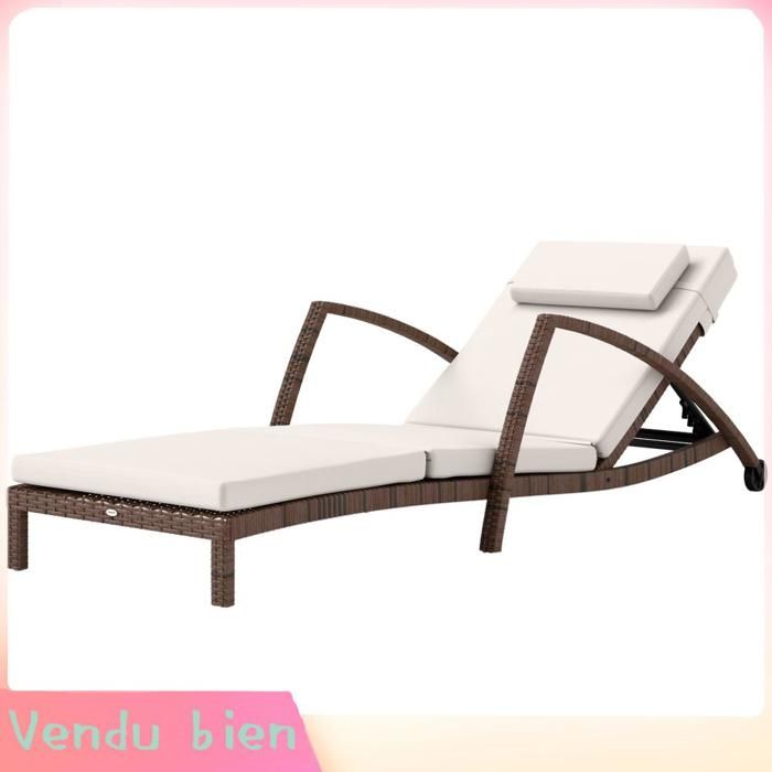 LIA Bain de soleil, chaise longue en résine tressée avec dossier ...