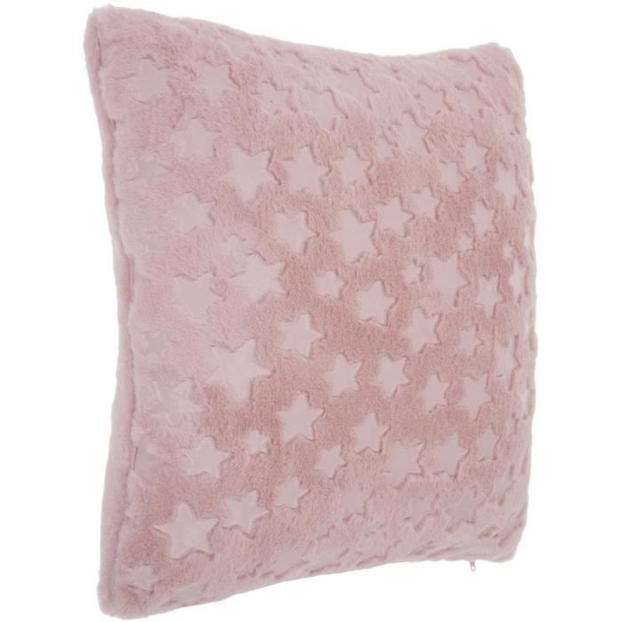 Coussin fake fur - 40x40 - Rose - Cdiscount Maison