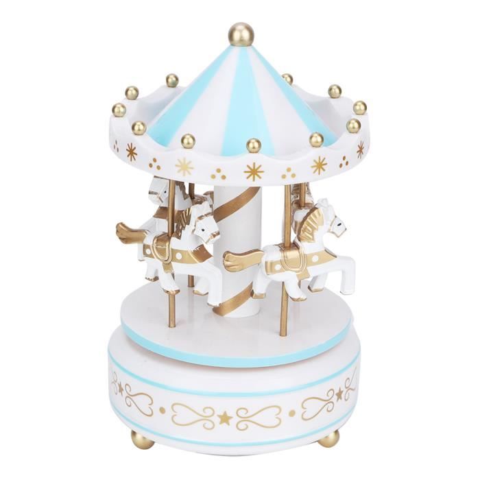 Boîte à musique carrousel en bois pour enfants - ATYHAO - QU2 - Bleu ...