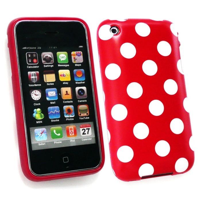 Coque Iphone 3 Rouge Gros Pois Blanc Dot Polka - Coque semi-rigide en ...
