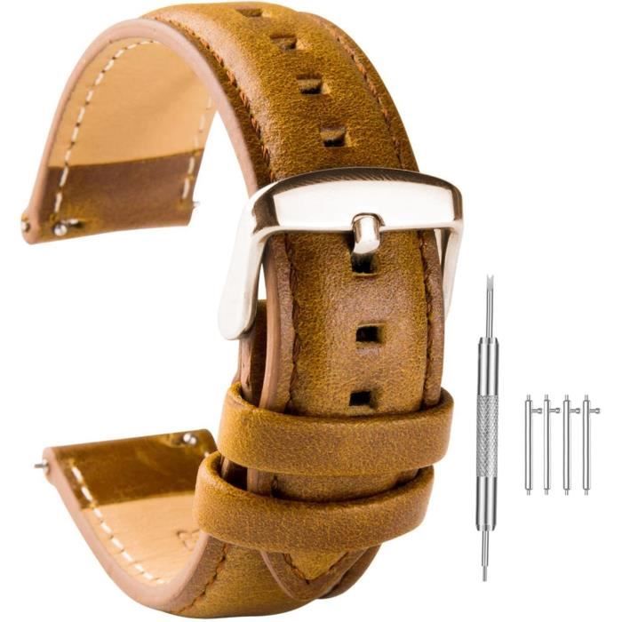 Bracelet De Montre En Cuir À Fermeture Rapide Pour Homme Et Femme - 18 ...