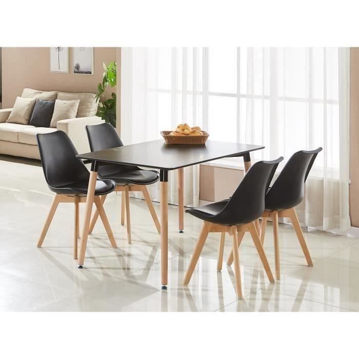Ensemble Table de Salle à Manger Complet - Table Noire 110 x 60 cm + 4 ...