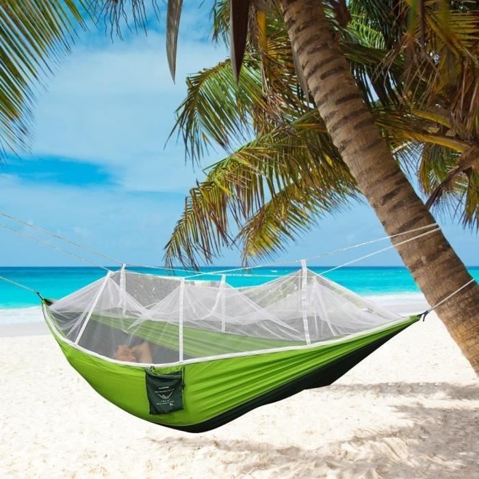 (vert)Hamac Portable Double-personne plié anti-moustiques Hamac Camping ...