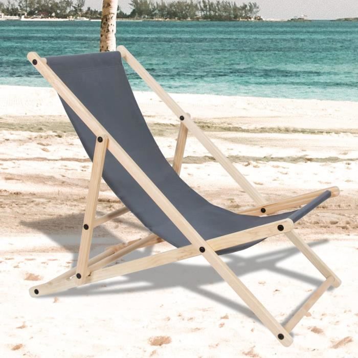 Chaise longue pliante en bois - Chaise longue de jardin - Chaise longue pliable amovible ...